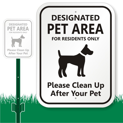 Designated Pet Area Signs | Dog Area Signs from DogPoopSigns