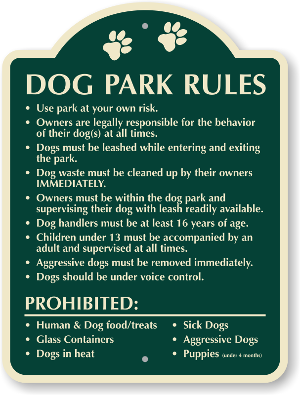 Dog Park Rules Sign Designer Signs Fast Free Shipping Dog Park Rules Sign Designer Signs Fast Free Shipping