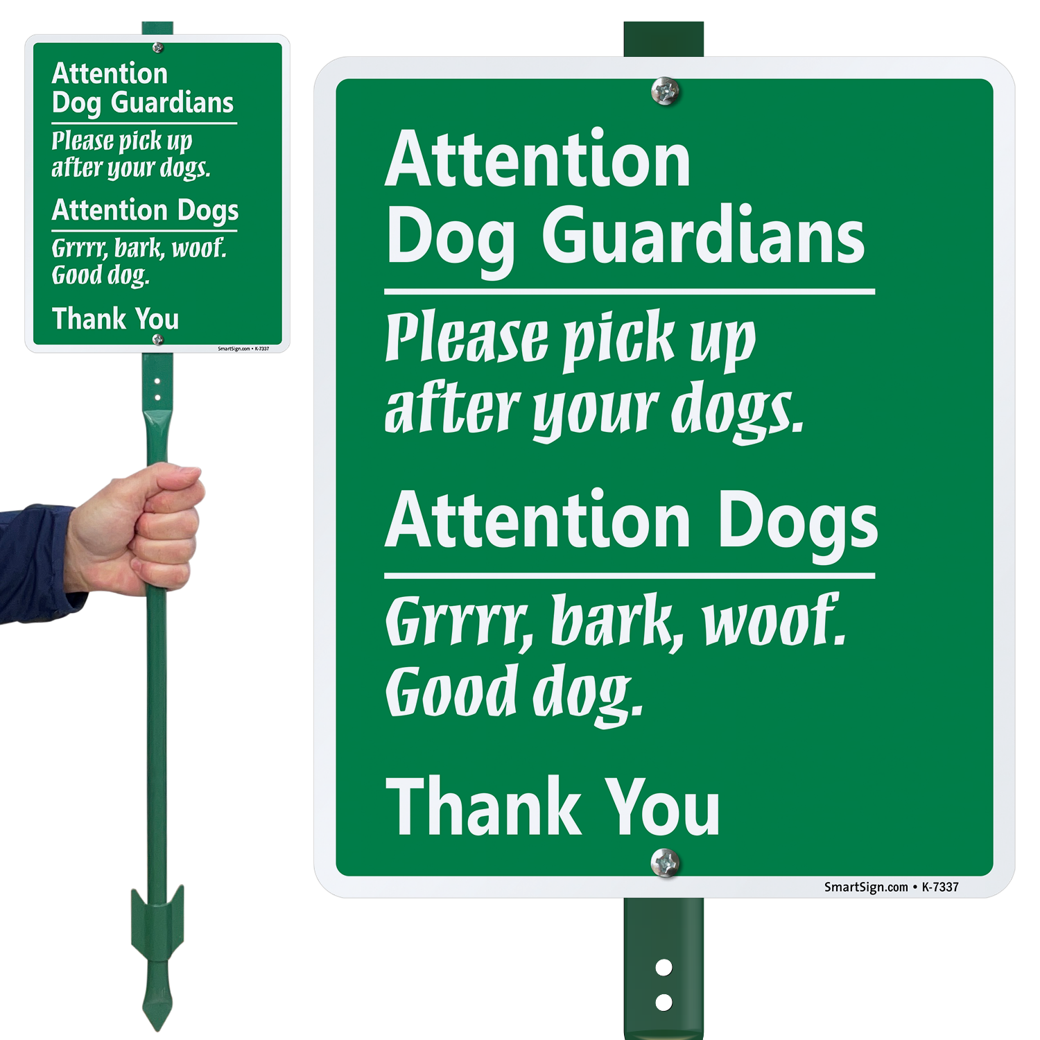 Dog Poop Sign - Attention Dog Guardian, Pick Up After Dog Sign