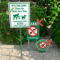 Dog Poop Sign - Clean Up After Your Dog, Maximum Fine $250 Sign