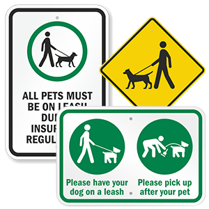 Dog Leash Signs | Dog Must Be On A Leash Signs (from $5)